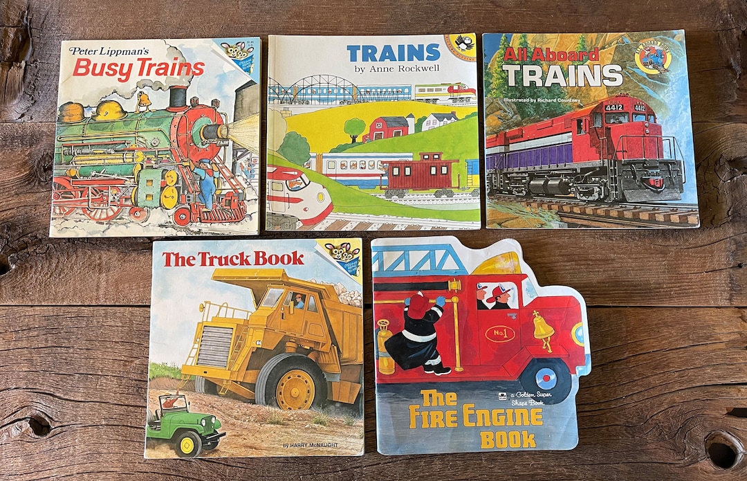 Vintage Trains & Trucks Books // You Choose // Fire Trucks, Trains ...