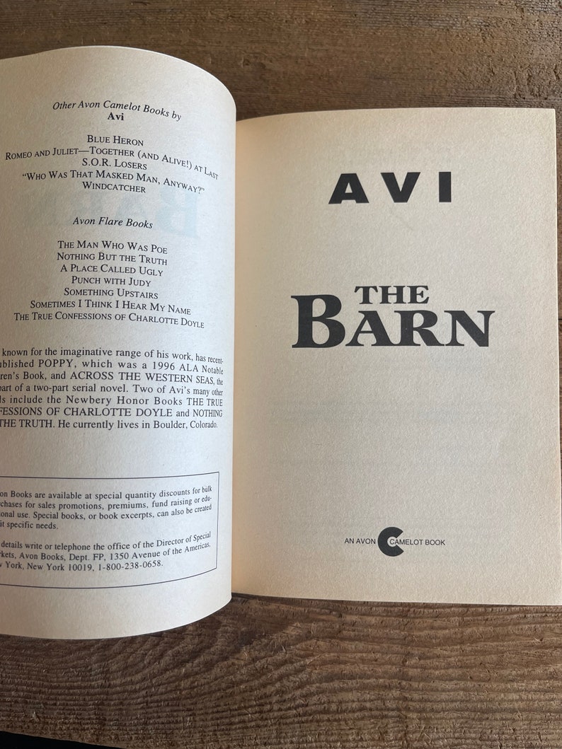 The Barn by Avi // 1994 // Historical Fiction Book - Etsy