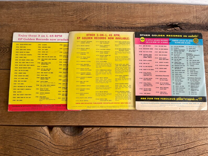 Vintage 1950's Little Golden Records: Walt Disney, Bing Crosby ...