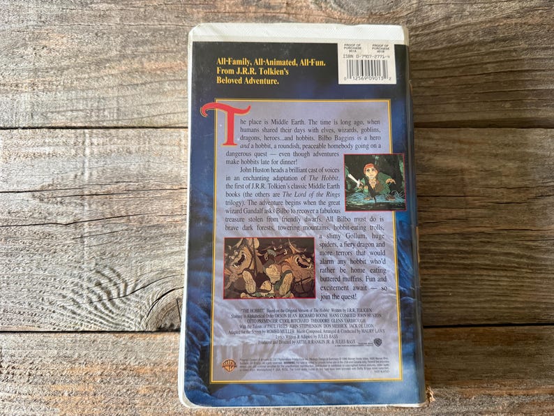 The Hobbit VHS Animated Movie Warner Bros Clamshell Case J.R.R. Tolkien ...