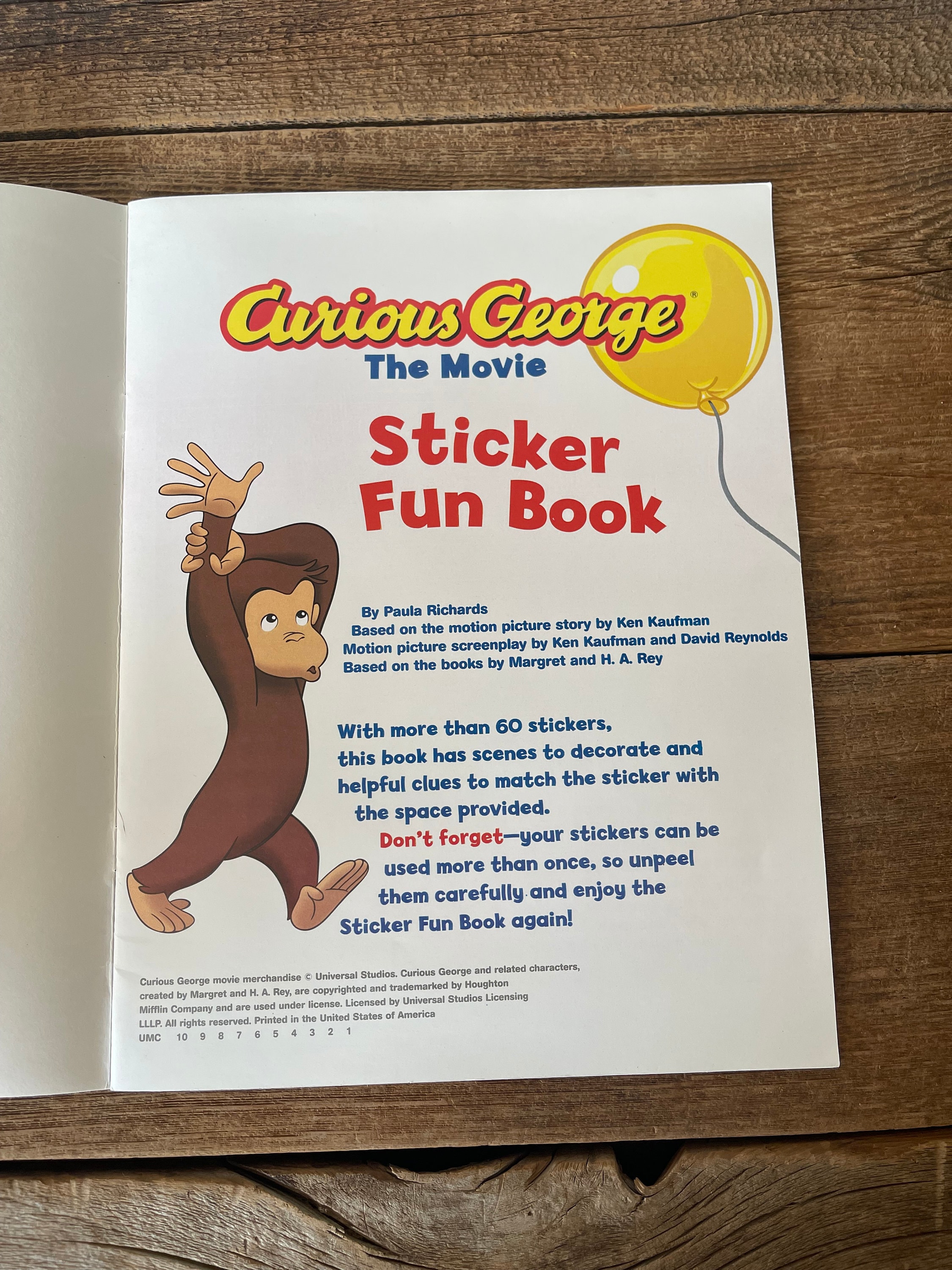 NEW Curious George Sticker Fun Book // Based on Books by - Etsy
