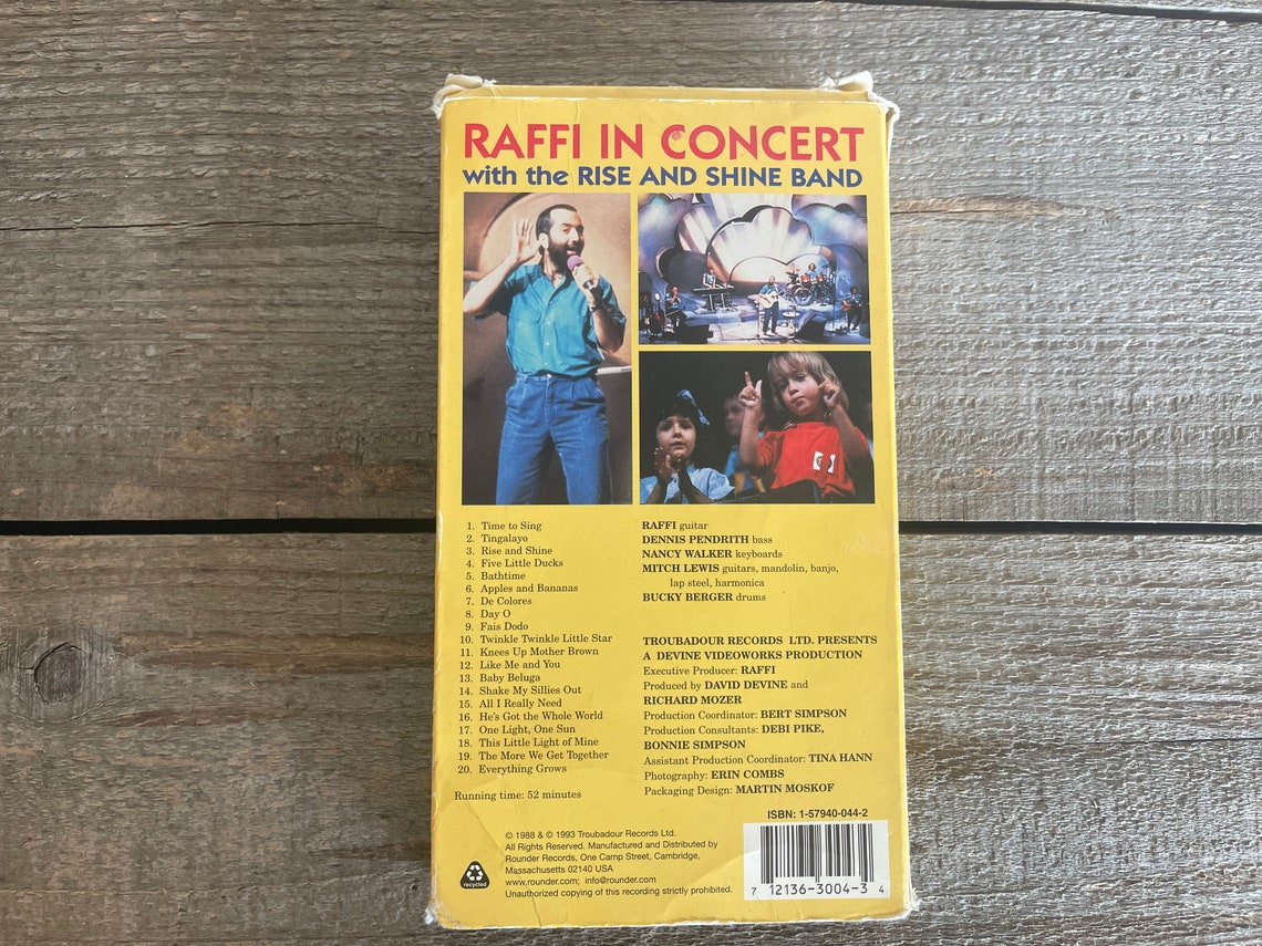 Raffi in Concert With the Rise and Shine Band // Vintage VHS - Etsy