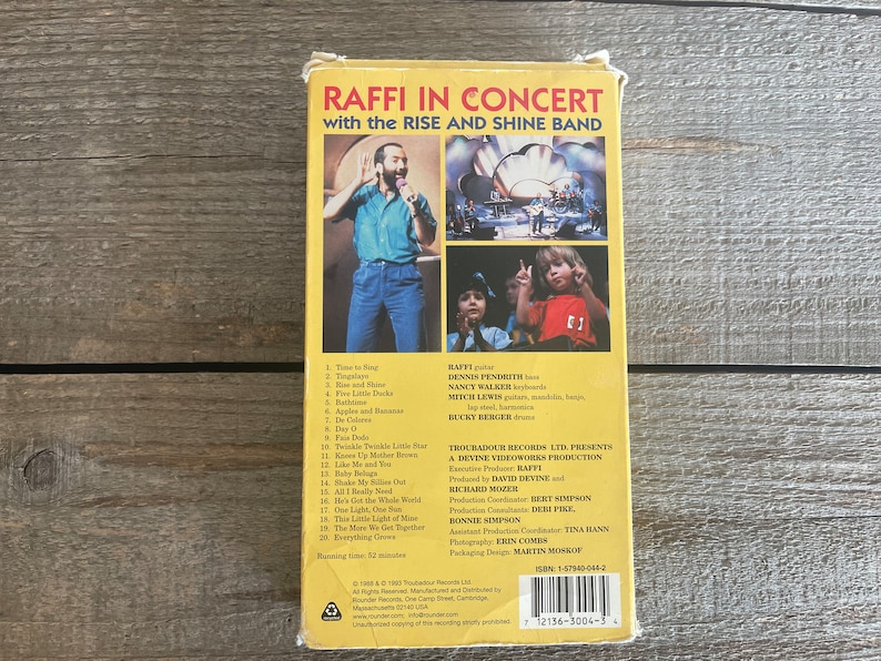 Raffi in Concert With the Rise and Shine Band // Vintage VHS - Etsy