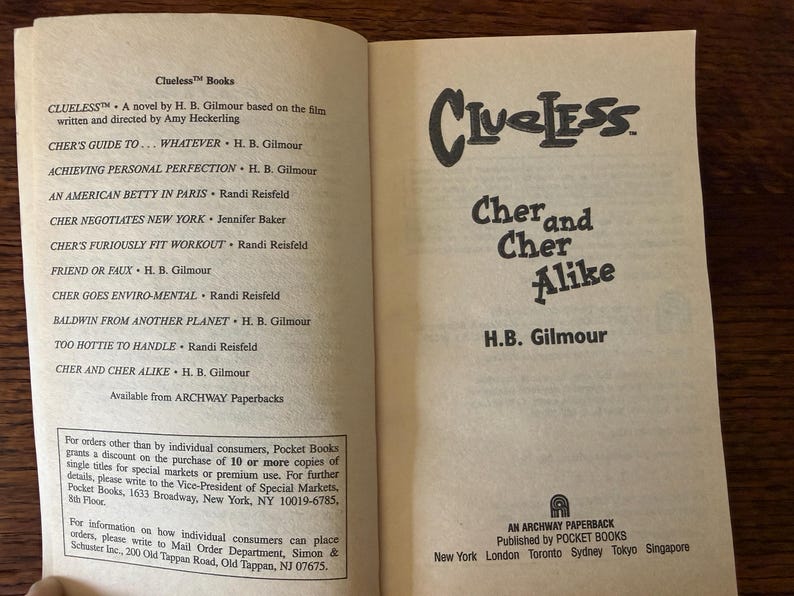 Clueless Book; Cher and Cher Alike by H.B. Gilmour (1997) - Etsy Canada