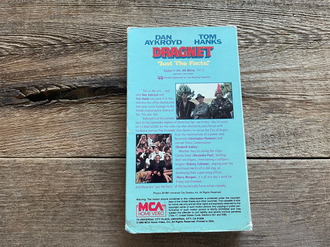 Dragnet // Dan Aykroyd, Tom Hanks // 1987 Comedy // VHS Movie Rated PG ...