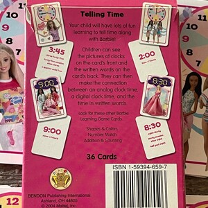 Barbie Telling Time Learning Game Cards // 2004 Mattel // - Etsy