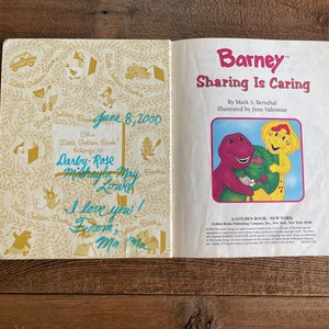Vintage Barney Golden Book, sharing is Caring 1996 - Etsy