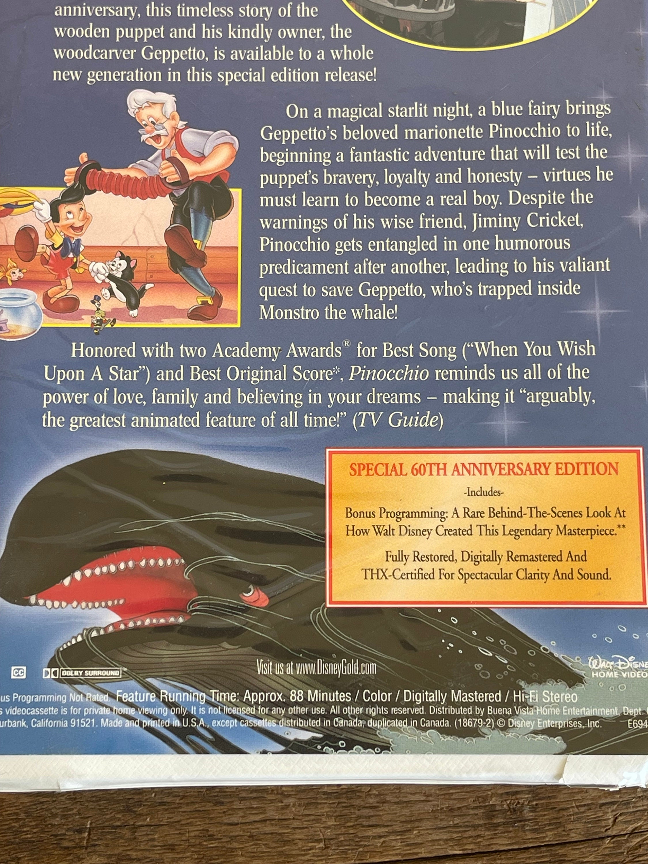 Vintage Pinocchio Gold Classic Collection VHS Movie - Etsy