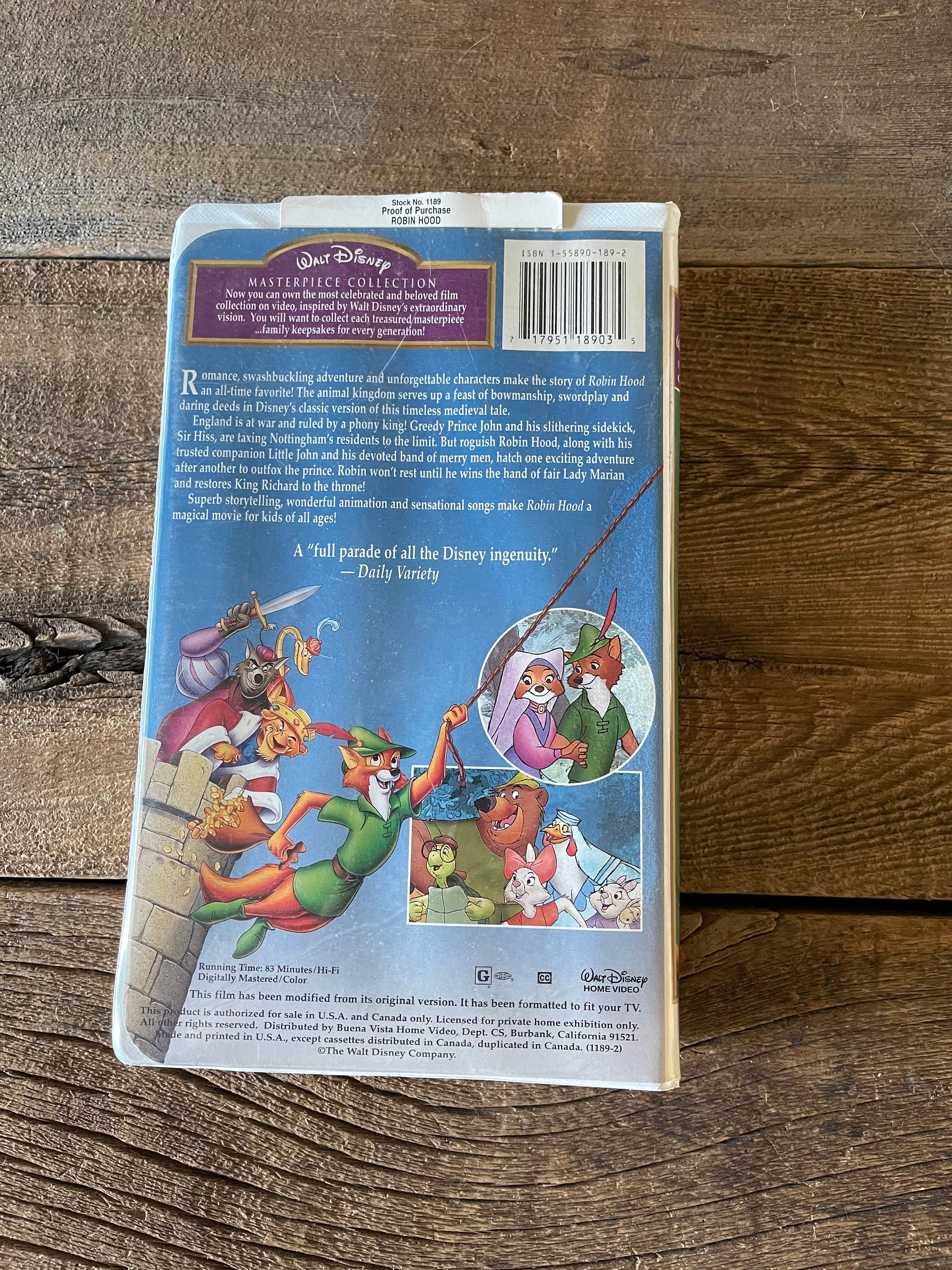 Robin Hood Disney Masterpiece Collection Vintage Disney Vhs Movie