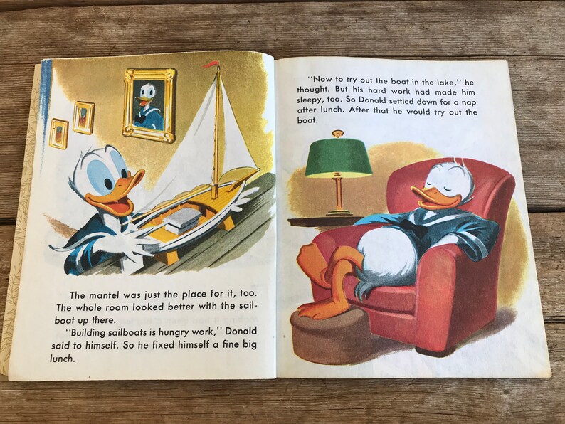 Vintage Walt Disney Book, "donald Duck's Toy Sailboat" Little Golden ...
