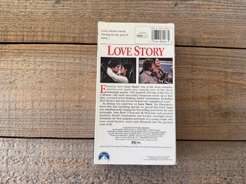 Love Story VHS Movie: 1970s Romance Drama Starring Ali Macgraw - Etsy