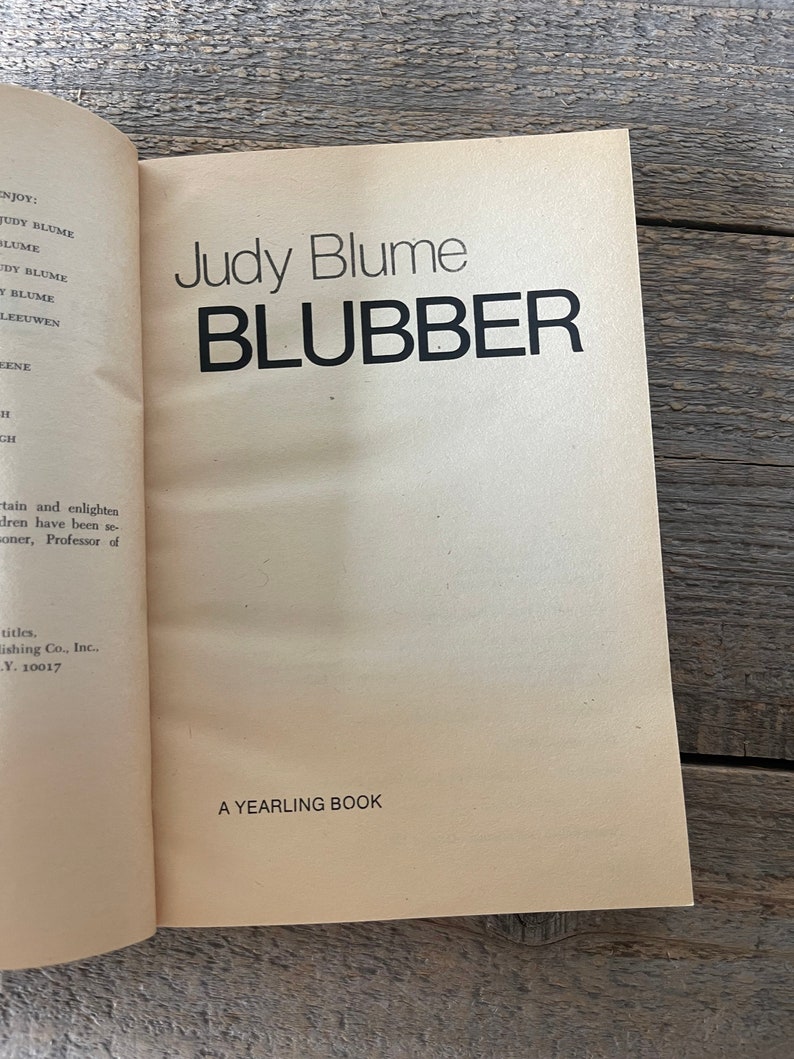 Blubber // Judy Blume // 24th Dell Printing 1981 // Dell Yearling Book ...