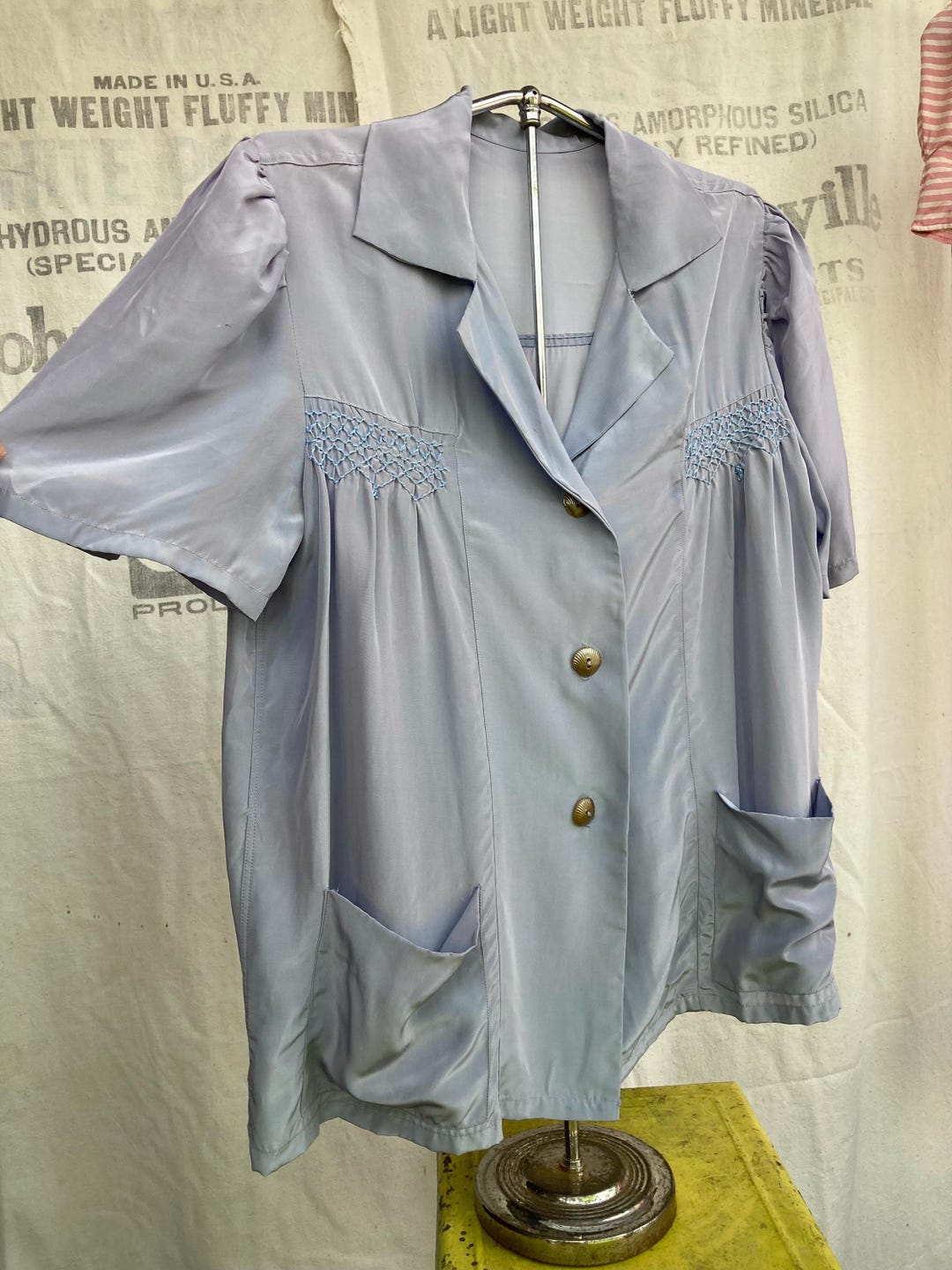 M / 1940s Rayon Periwinkle Blouse - Etsy