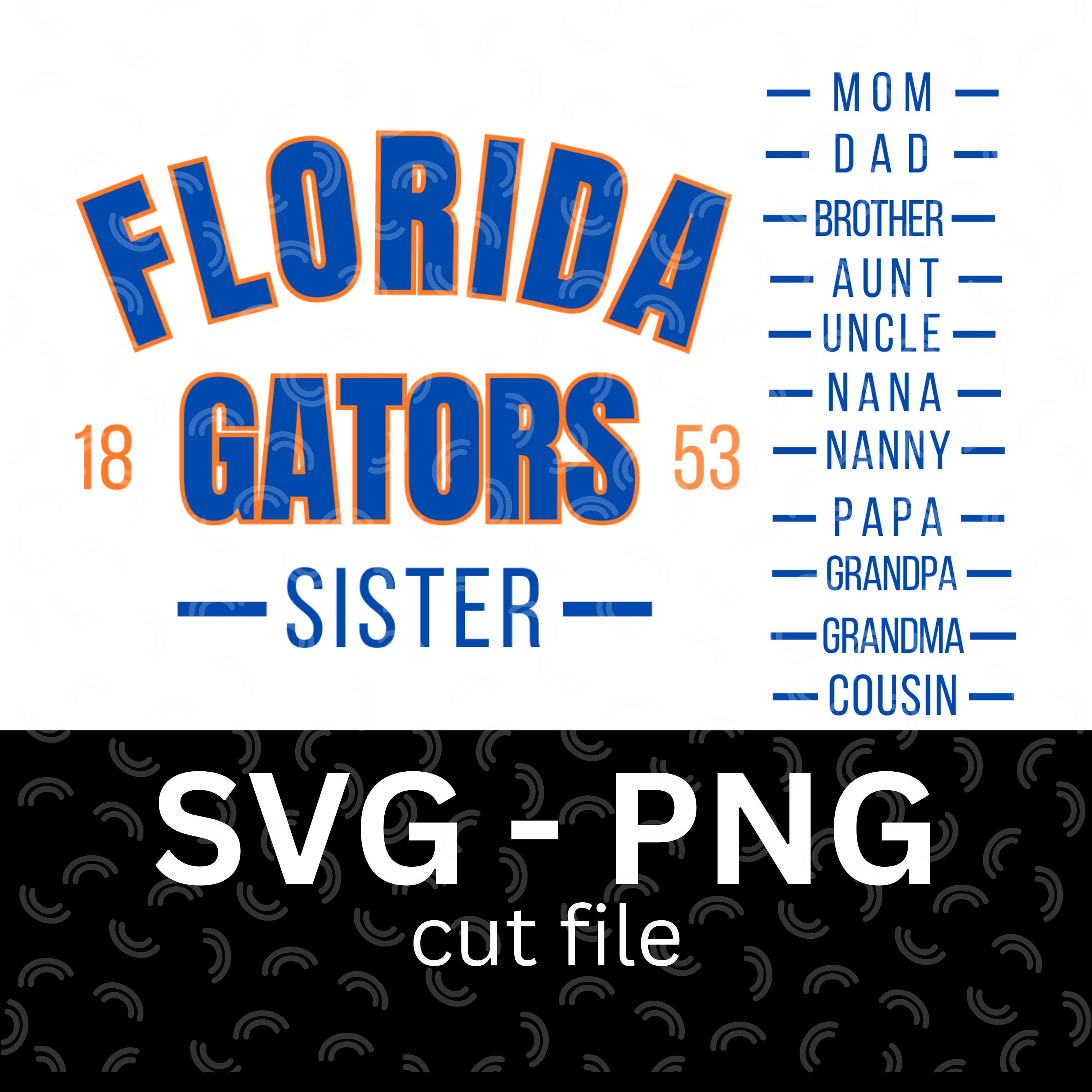 Florida Gators 1853 Sister, Brother, Dad, Mom, Etc. Png and Svg NCAA ...