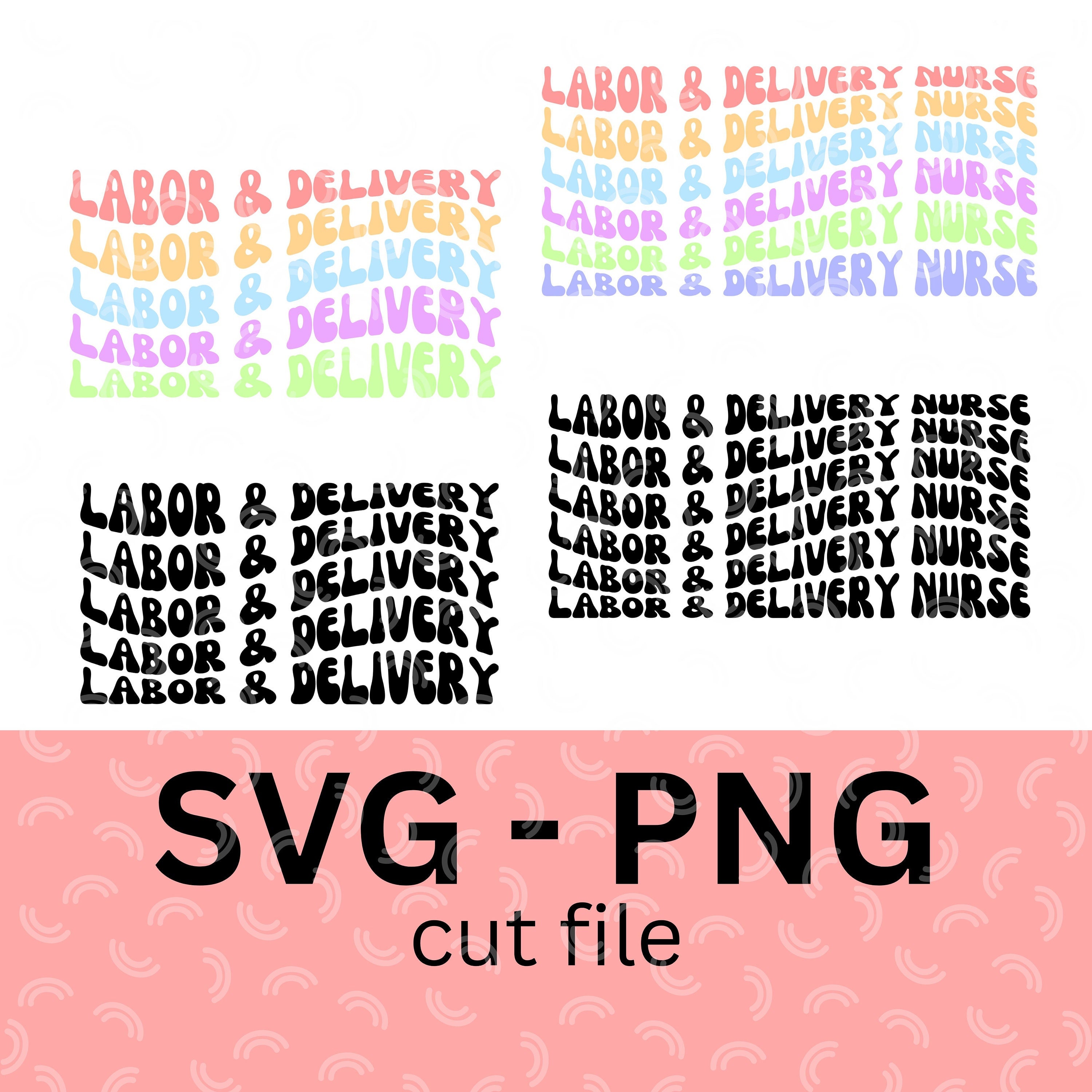 Labor and Delivery Nurse Wavy Retro Font BUNDLE, L&D Nurse Png Svg ...