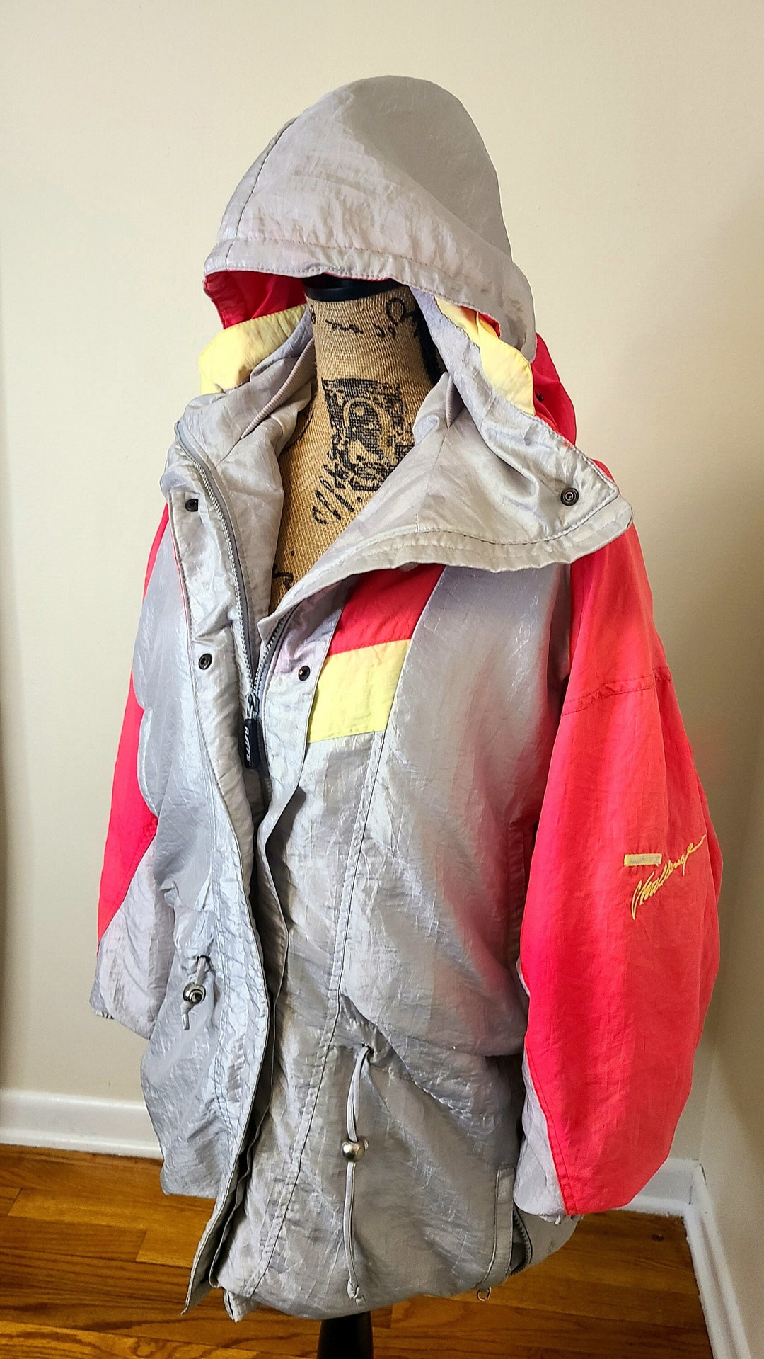 Roffe Ladies Skyrider Vintage 90s Ski Jacket, Medium - Gray Pink and Yellow - Etsy