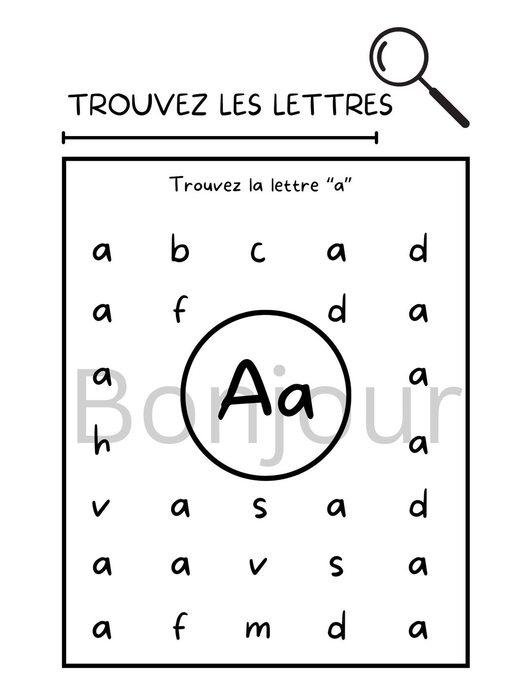 Kindergarten French Letters Word Search - Etsy