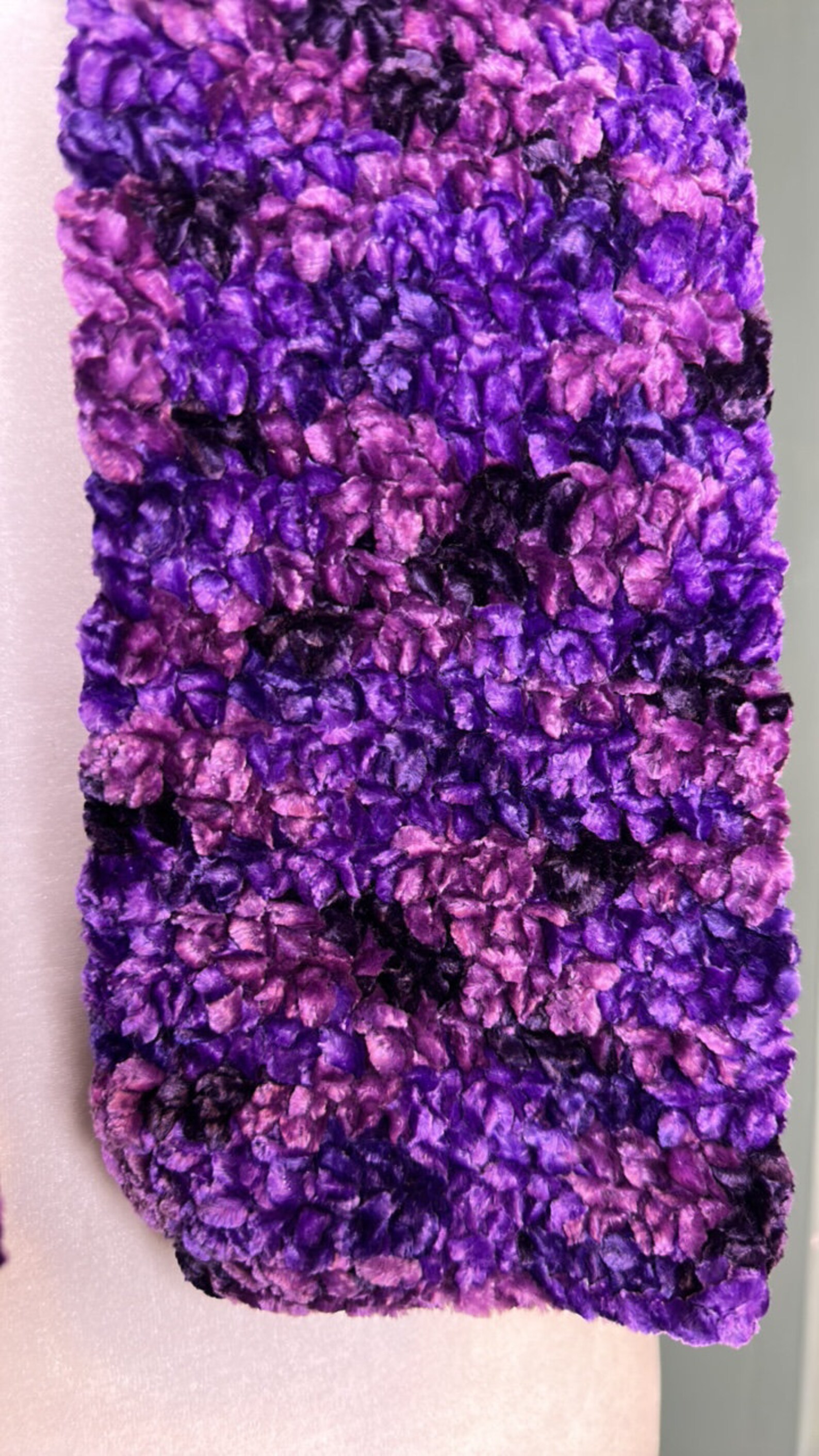 Handmade Crushed Velvet Crochet Scarf Purple - Etsy