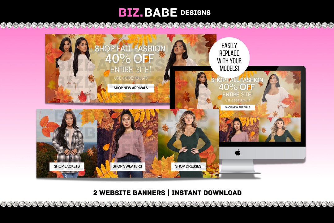 Canva Fall Web Banners Feminine Website Banner Set, Website Branding ...