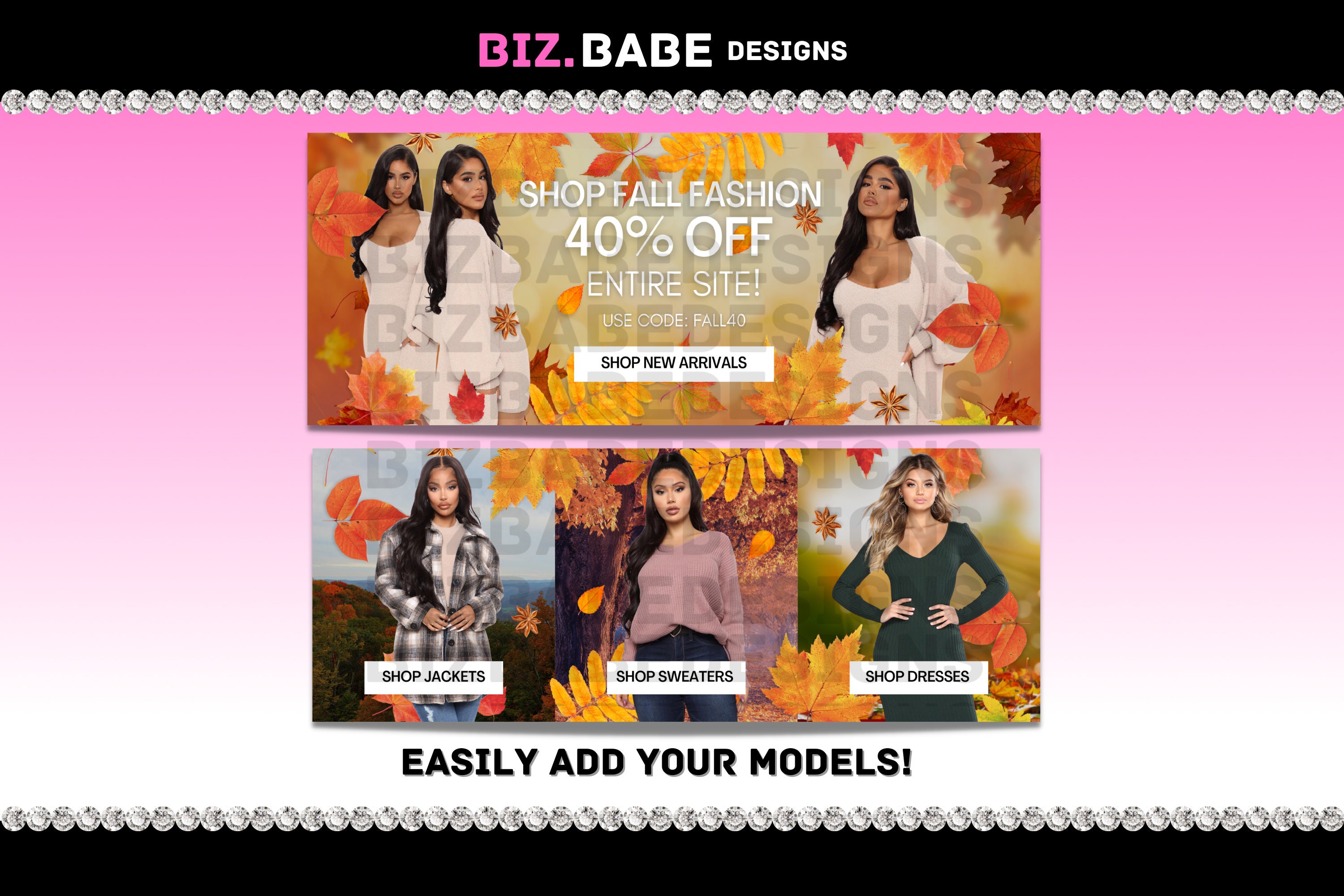 Canva Fall Web Banners Feminine Website Banner Set, Website Branding ...