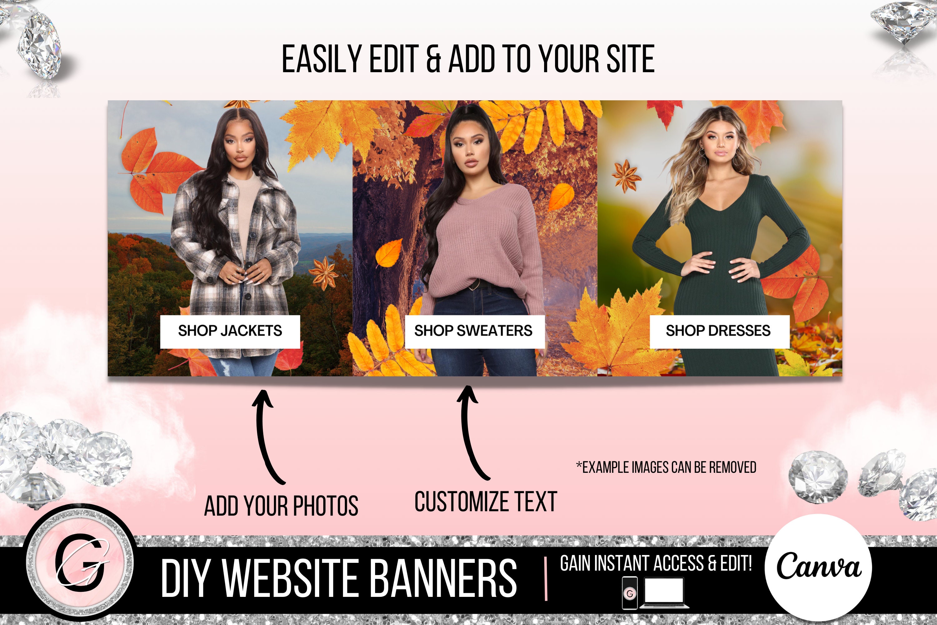 Canva Fall Web Banners Feminine Website Banner Set Website - Etsy