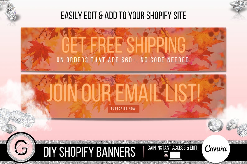 DIY Fall Web Banner Set Canva Templates Feminine Website - Etsy