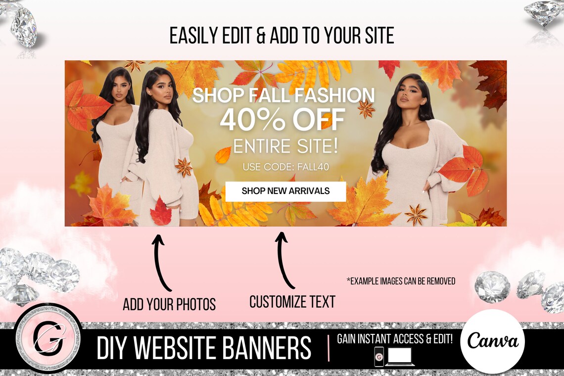 Canva Fall Web Banners Feminine Website Banner Set Website - Etsy