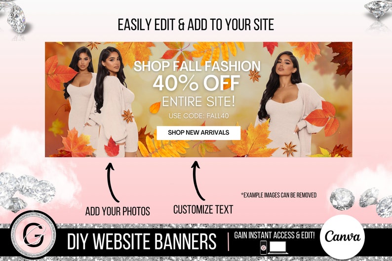 Canva Fall Web Banners Feminine Website Banner Set Website - Etsy