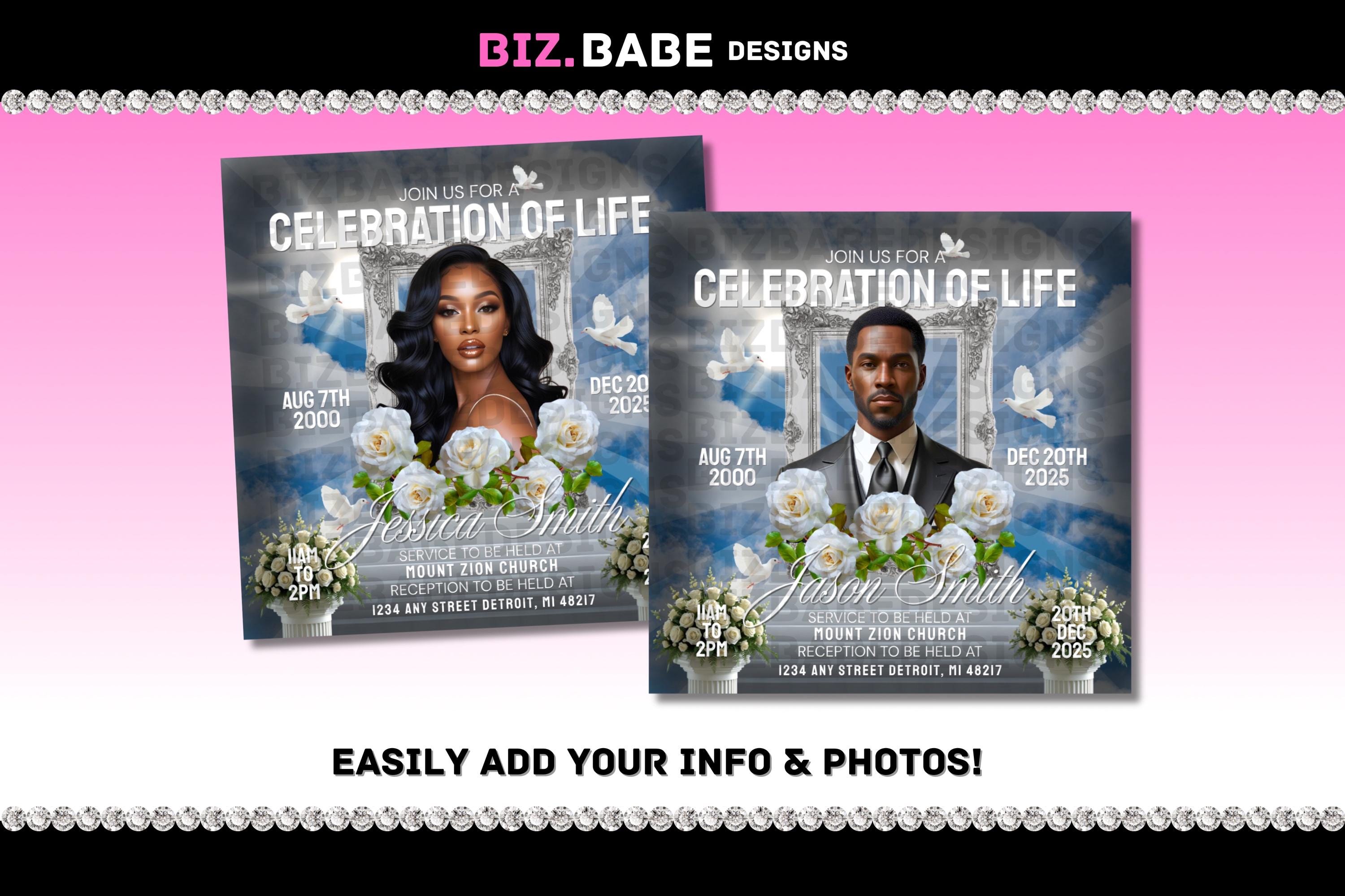 Customizable Funeral Memorial Flyer Template, Celebration of Life ...