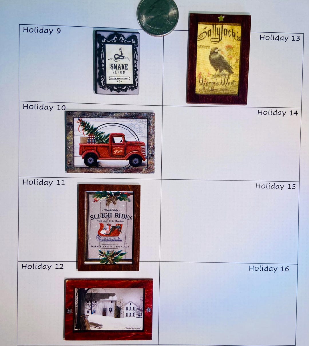 Miniature Art: Christmas, Halloween, Occult, Optional Framed Poster ...