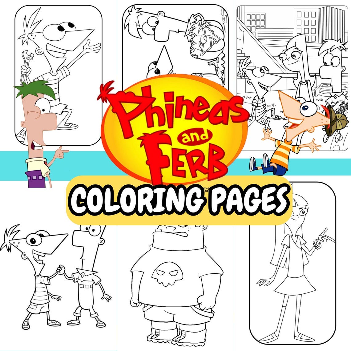 Phineas and Ferb Coloring Pages - 46 Days of Summer Activity Book ...