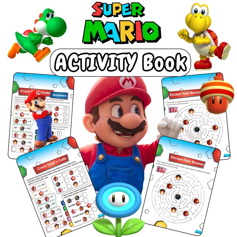 Super Mario Printable Activity Book | 50+ Math & Literacy Worksheets ...