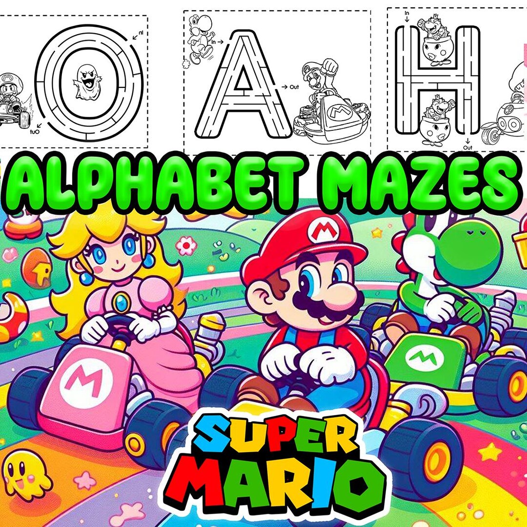 Super Mario Mazes Printable Activity Worksheets for Kids - Etsy
