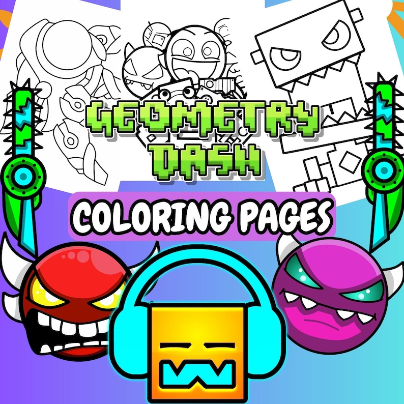 Geometry Dash Coloring Pages, 50 Gamer Sheets for Kids (digital ...
