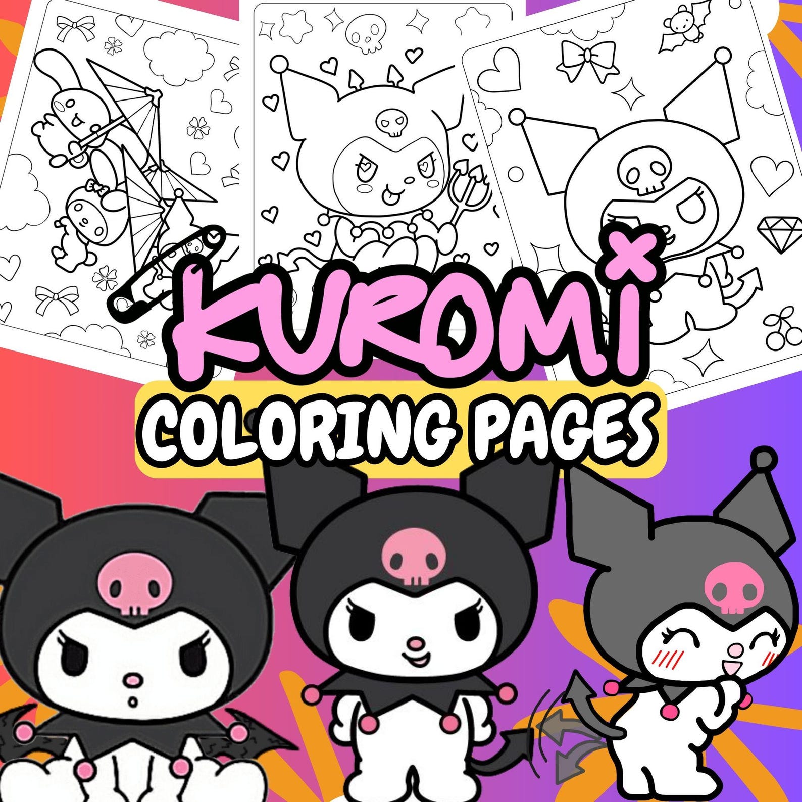 Kuromi Coloring Pages | Sanrio Printable | Kawaii Anime Coloring Book ...