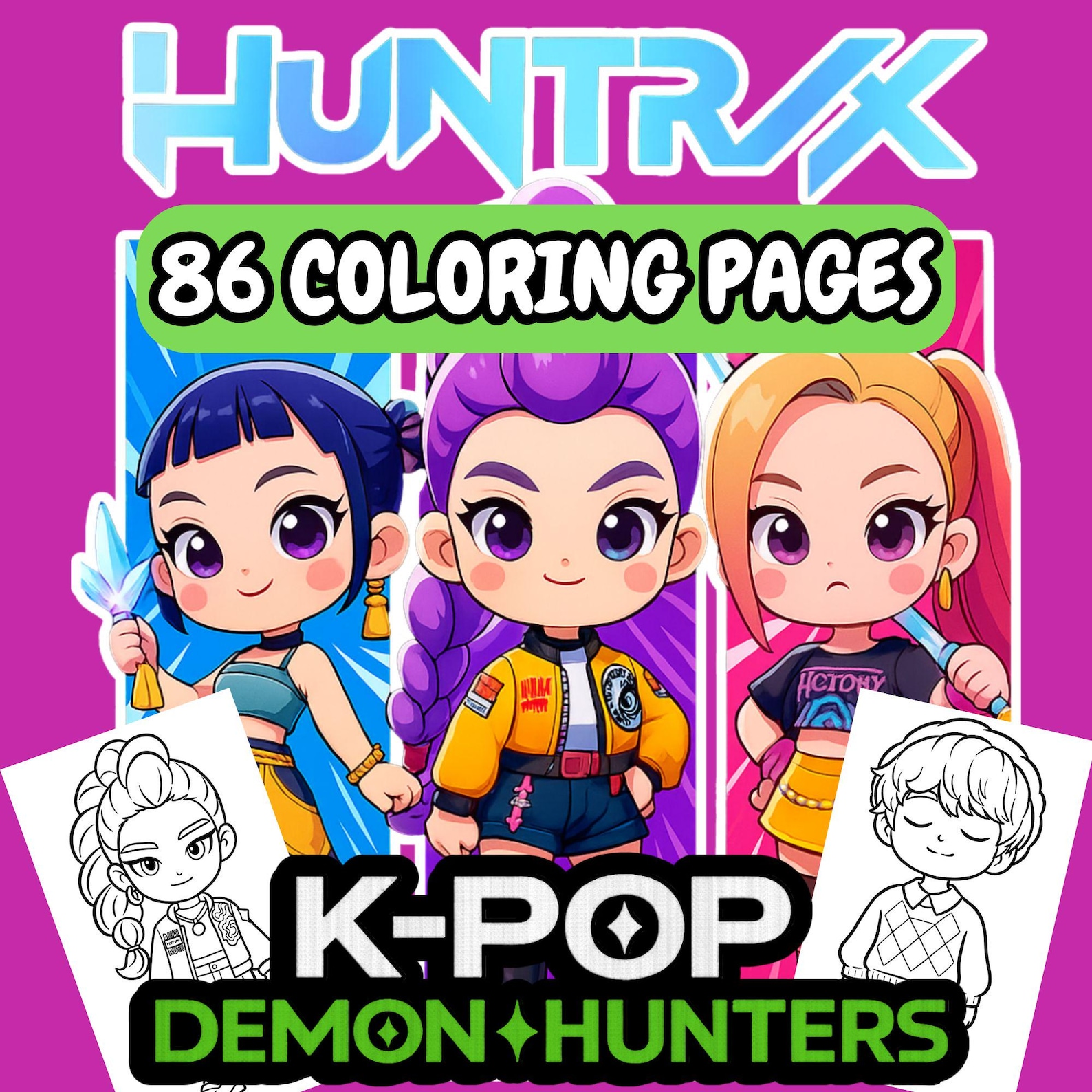 Kpop Demon Hunters 86 Coloring Pages | Printable Anime Coloring Book ...