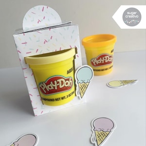 Play Doh Box 3oz / 84gr - Tilted Box Template Favor Box Silhouette and ...