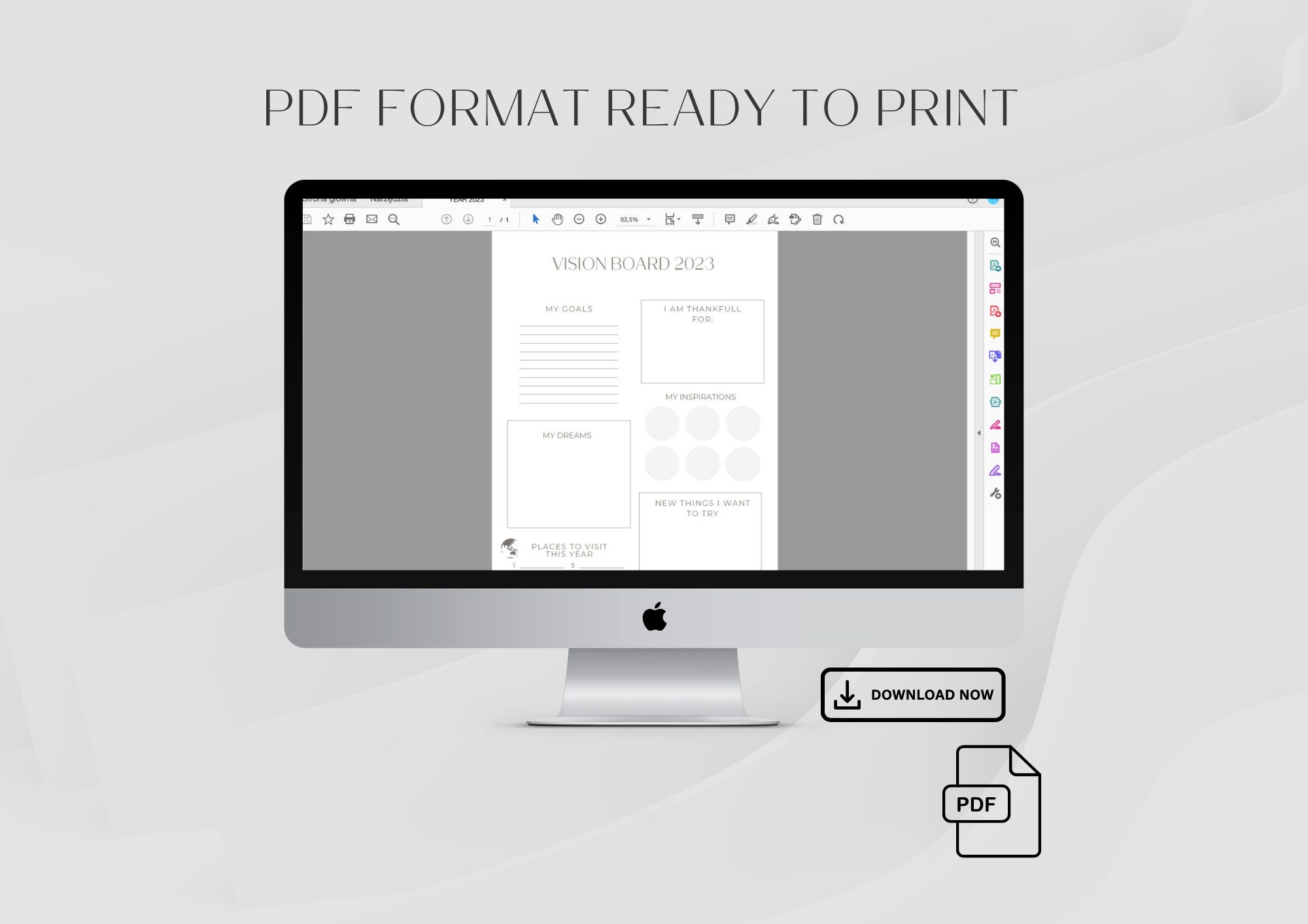 Simply Planner Visual Board for 2024, Minimal Digital Printable Planner ...