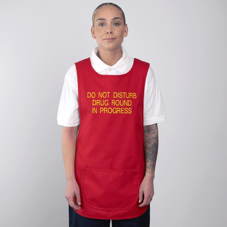 Do Not Disturb Drug Round in Progress Red Tabard With Yellow Embroidery ...