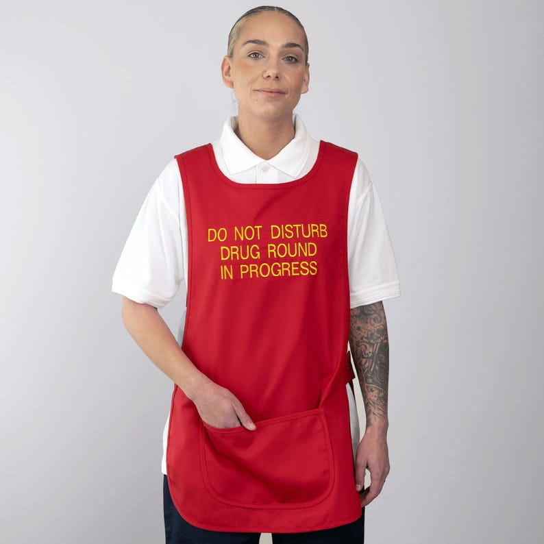 Do Not Disturb Drug Round in Progress Red Tabard With Yellow Embroidery ...