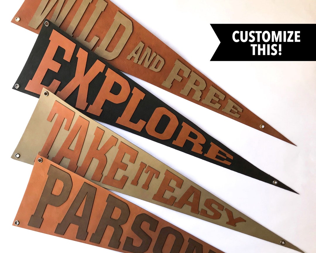 Custom 24 Leather Pennant Flag Banner Personalized Vegan Faux ...
