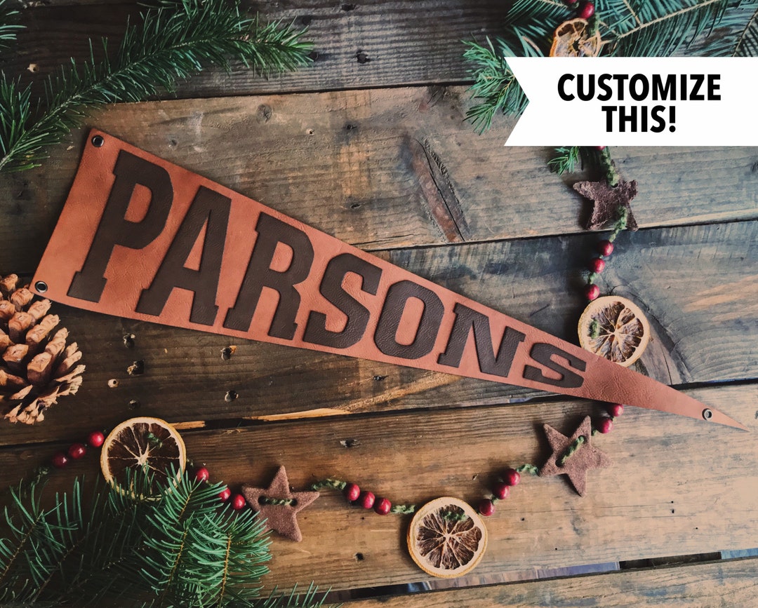 Custom 24 Leather Pennant Flag Banner Personalized Vegan Faux ...