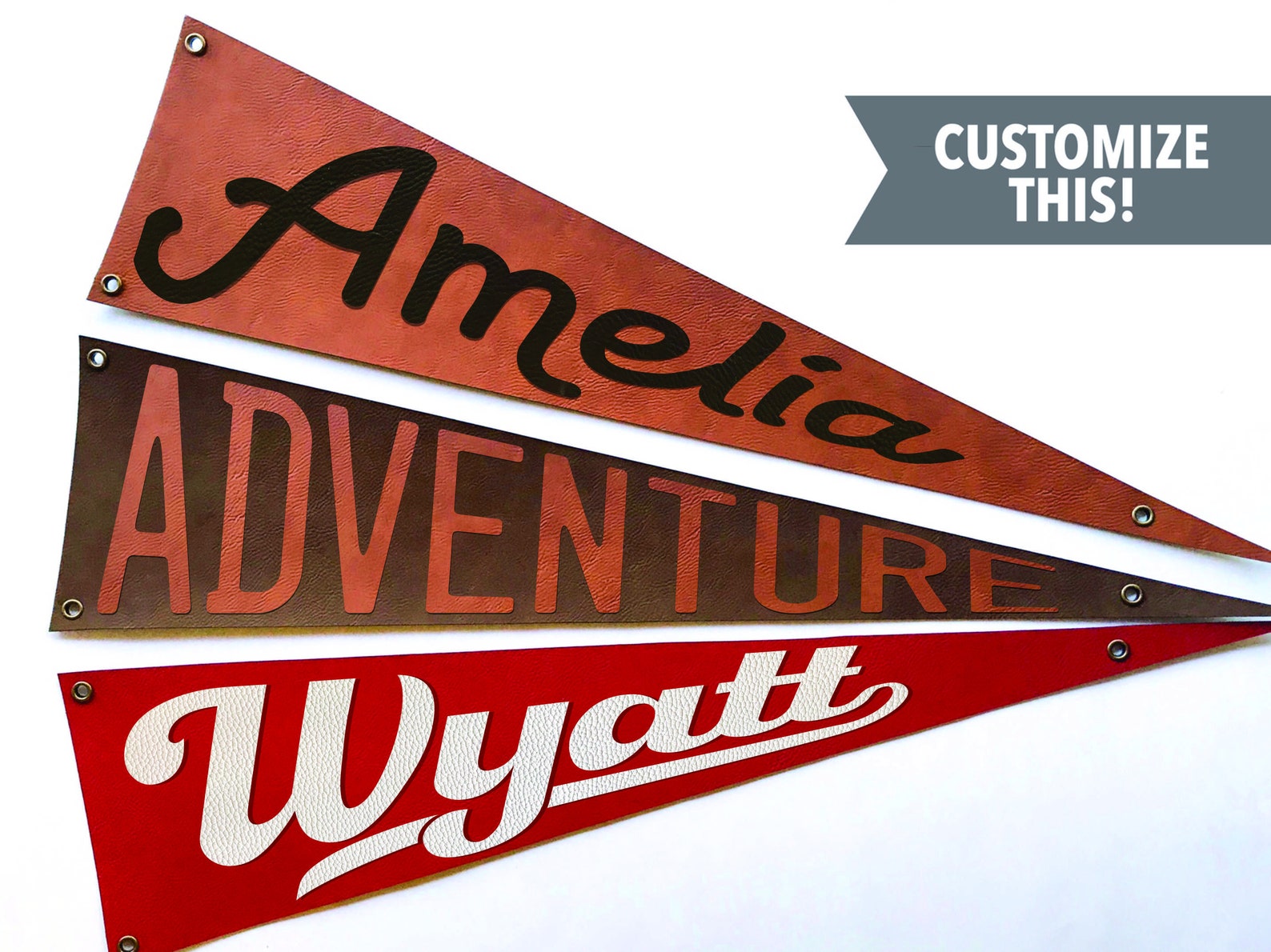 Custom 24 Leather Pennant Flag Banner Personalized - Etsy