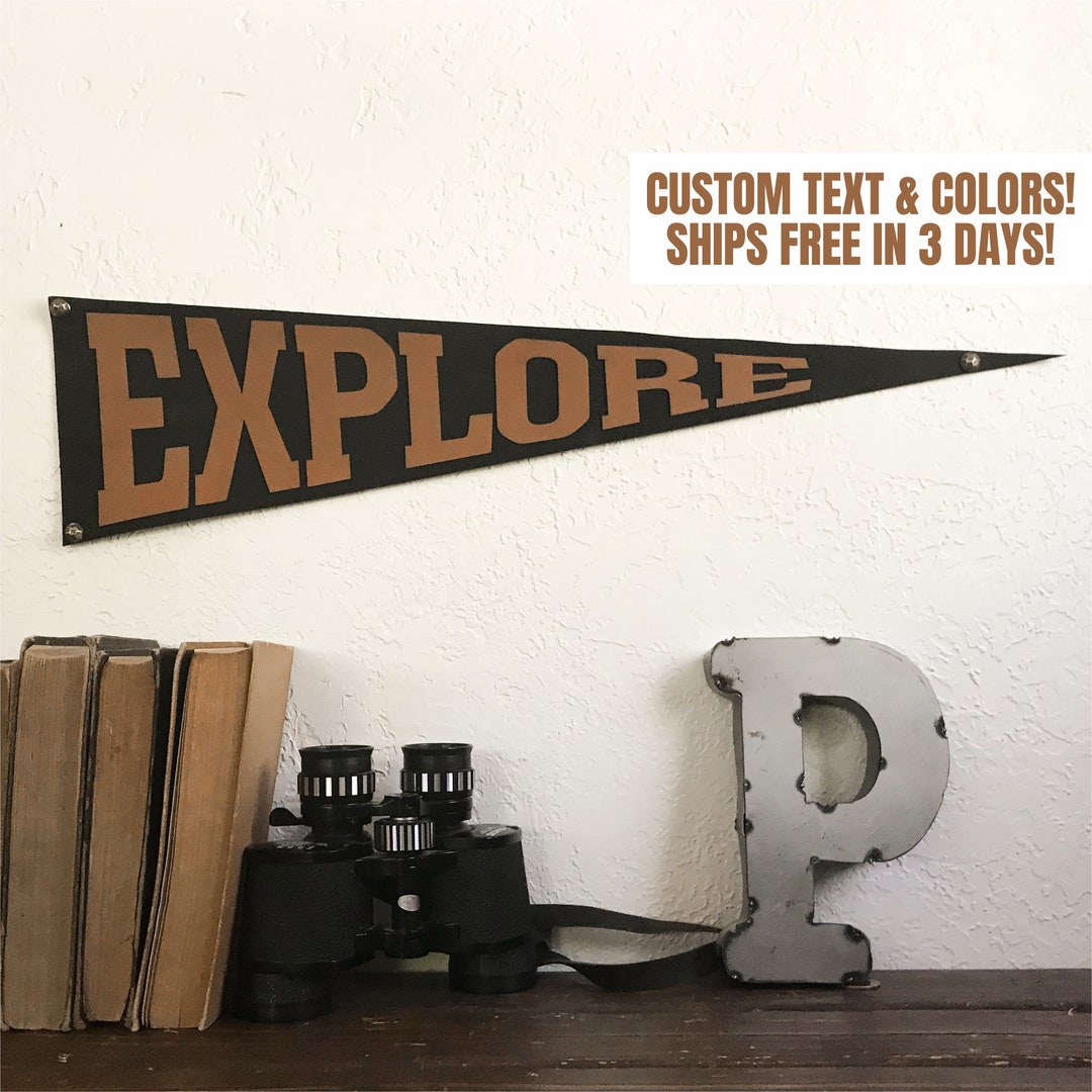 Custom 24 Leather Pennant Flag Banner Personalized Vegan Faux ...