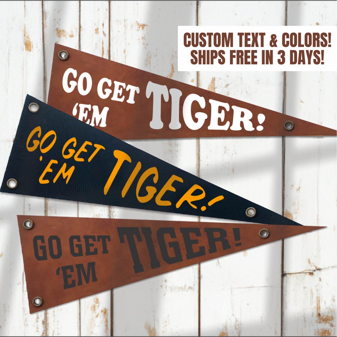 Custom 12 Leather Pennant Flag Banner Personalized Vegan Faux ...