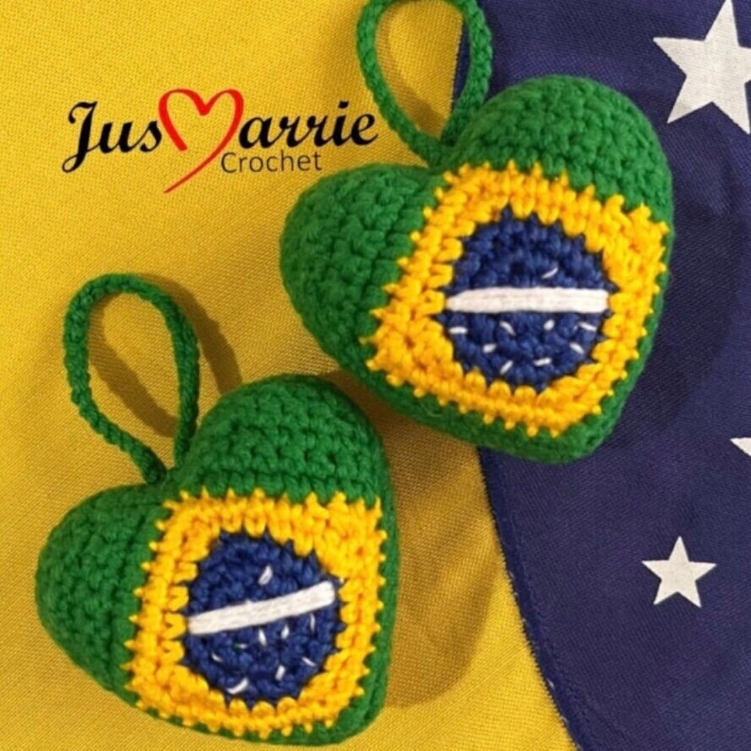 Brazilian Flag Heart Keychain - Etsy