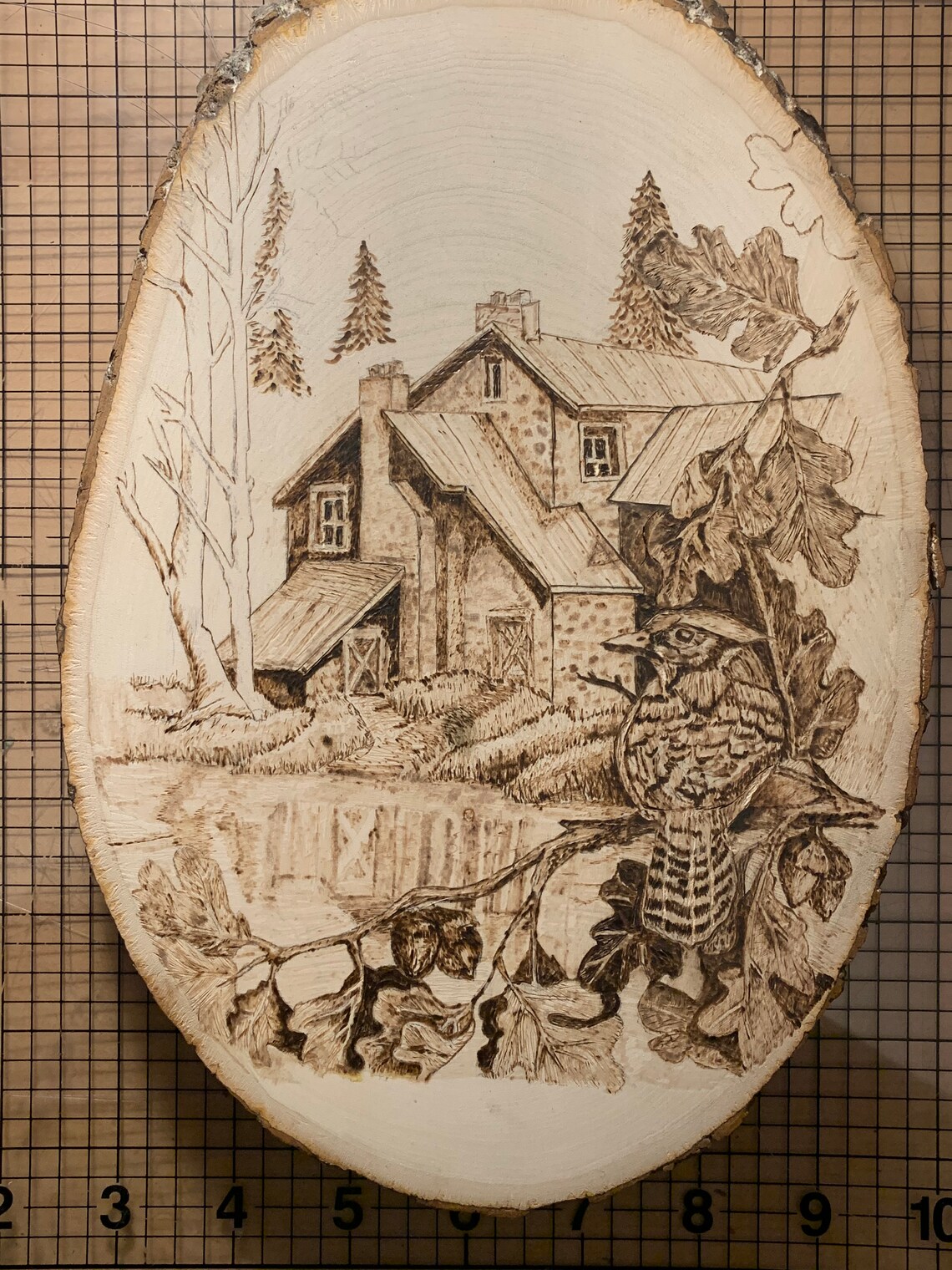 Bird on the lake wood burning wall art Pyrography fantasy | Etsy