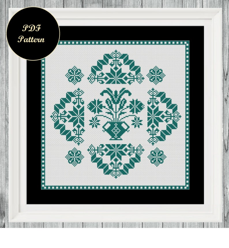 Cross Stitch Green Sampler Instant Download PDF Pattern - Etsy