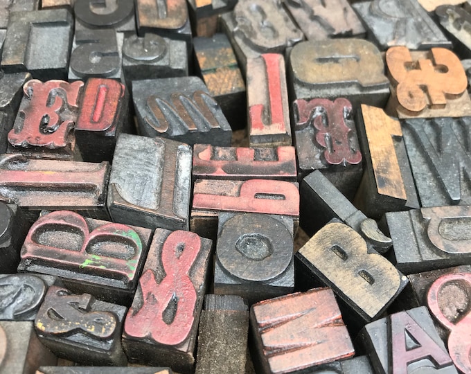 Lot of 200 Antique VINTAGE Metal LETTERPRESS Print Type Blocks ALPHABET ...
