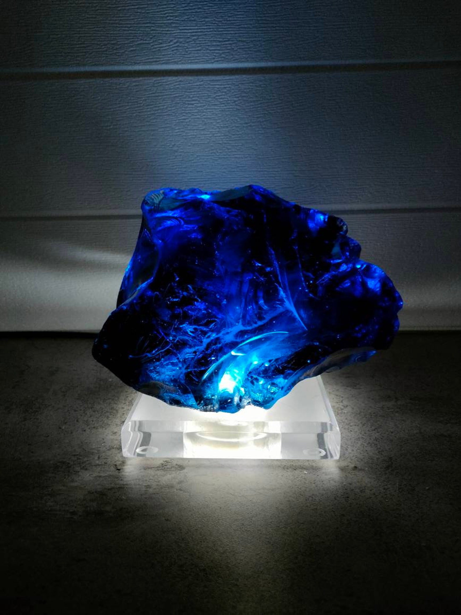 Light of Raw Andara Crystal Dark Blue 2860gr With Base Lamp - Etsy